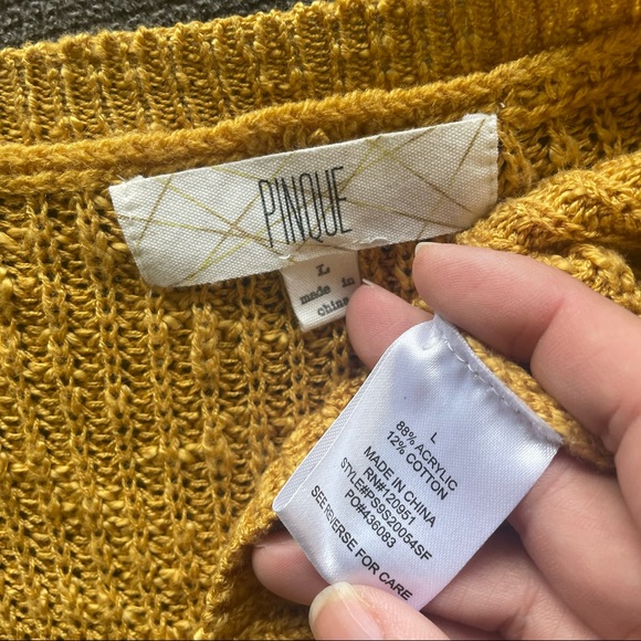 PINQUE | Sweaters | Pinque Mustard Yellow Knit V Neck Sweater | Poshmark